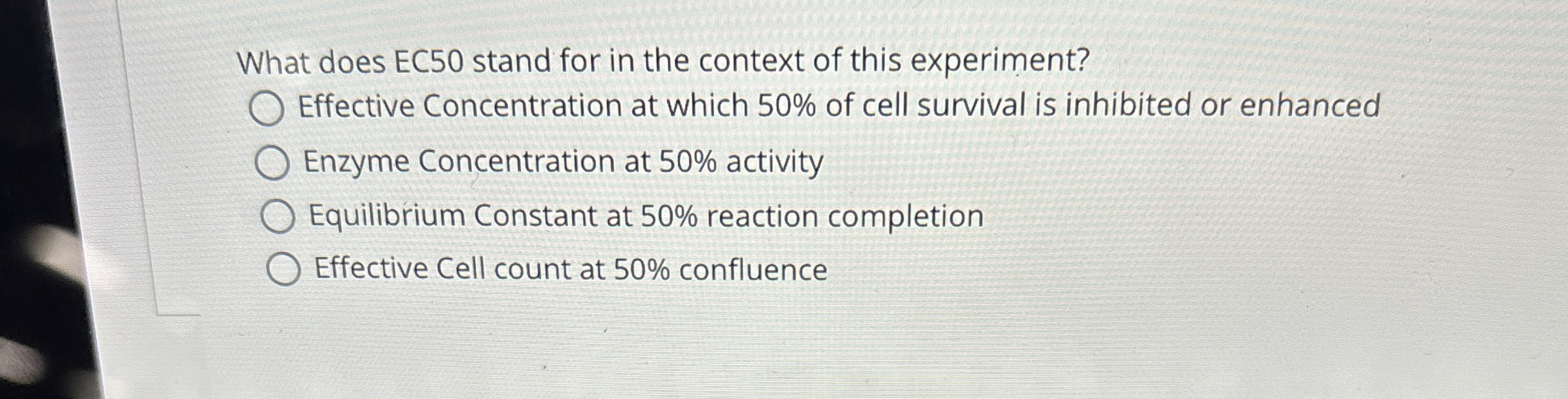 Solved What does EC50 ﻿stand for in the context of this | Chegg.com