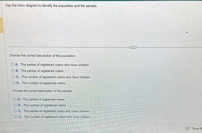 Use the Venn diagram to identify the population and | Chegg.com