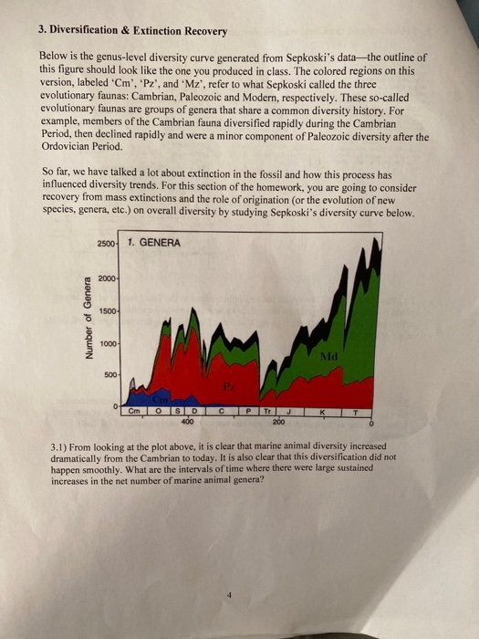 Solved 3. Diversification & Extinction Recovery Below is the | Chegg.com