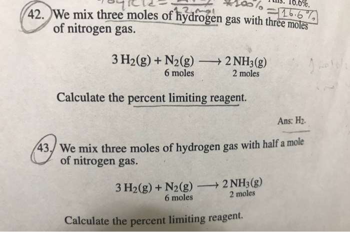 Solved 44. We mix two moles of hydrogen gas with five moles | Chegg.com