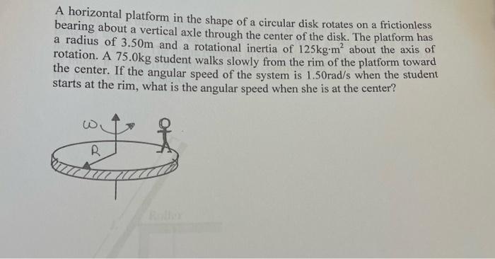 [Solved]: A horizontal platform in the shape of a circular