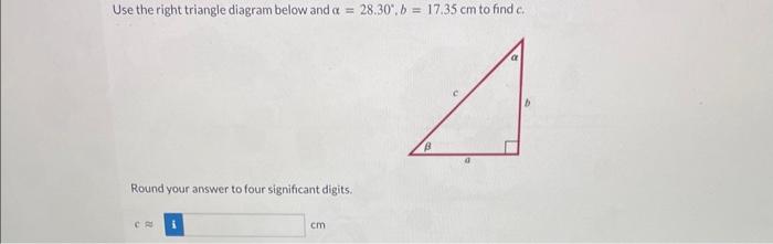 Solved Use the right triangle diagram below and | Chegg.com
