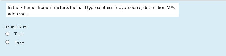 Solved In the Ethernet frame structure: the field type | Chegg.com