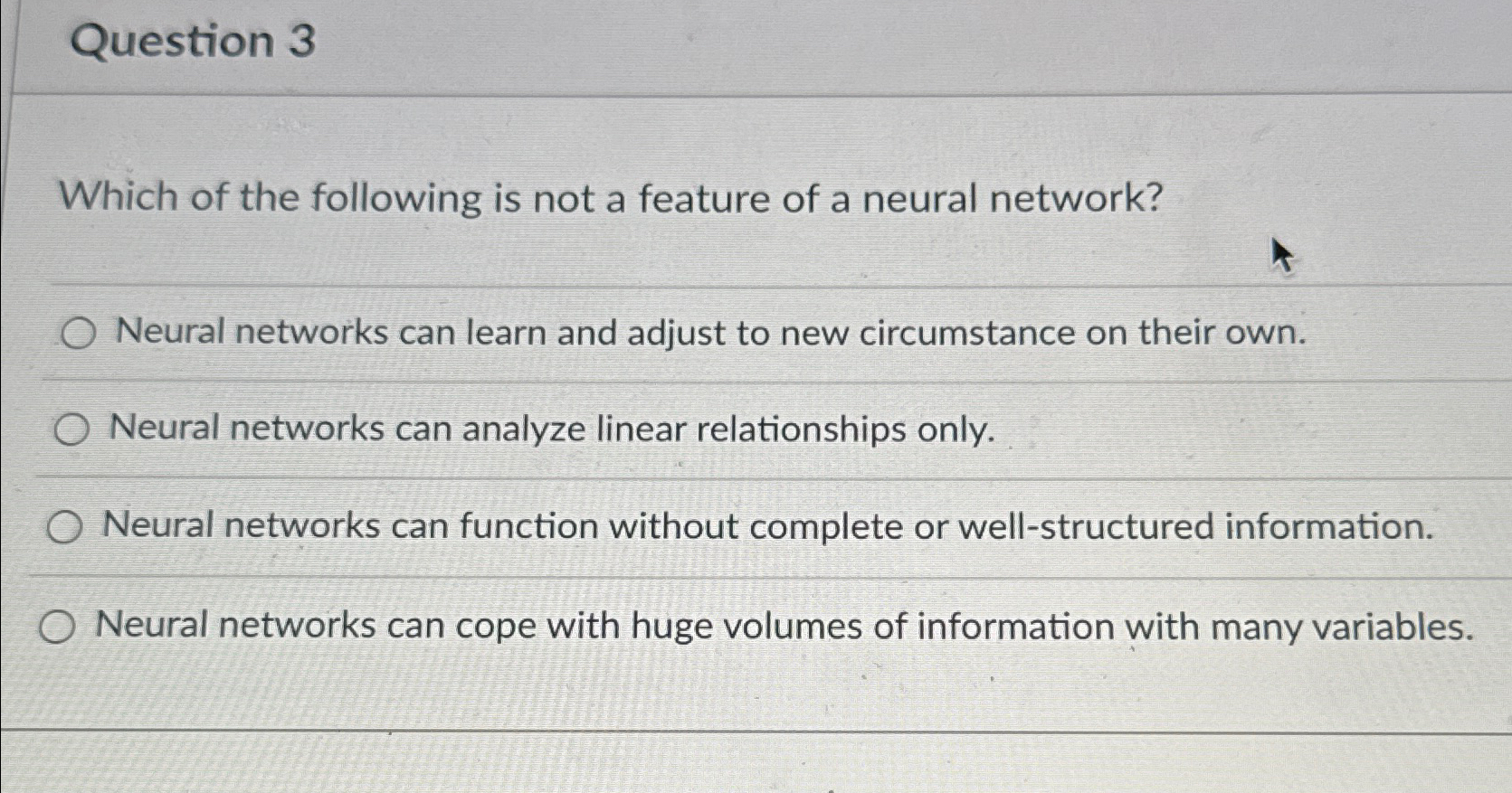 Solved Question 3Which of the following is not a feature of | Chegg.com