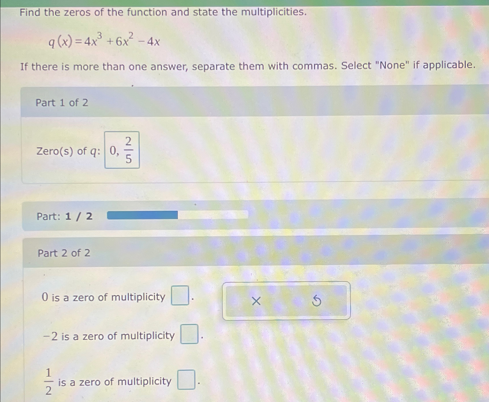Solved Find the zeros of the function and state the | Chegg.com