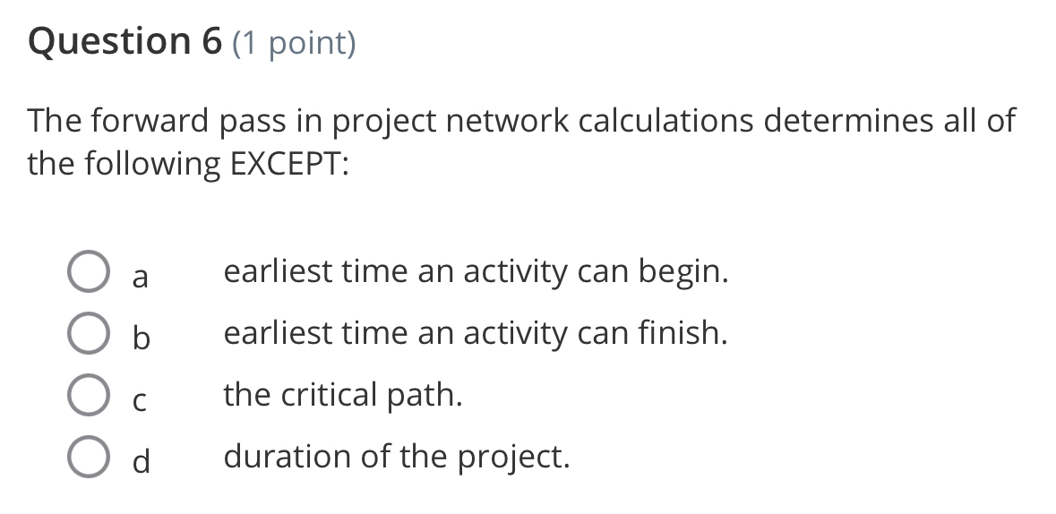 Solved Question 6 (1 ﻿point)The forward pass in project | Chegg.com