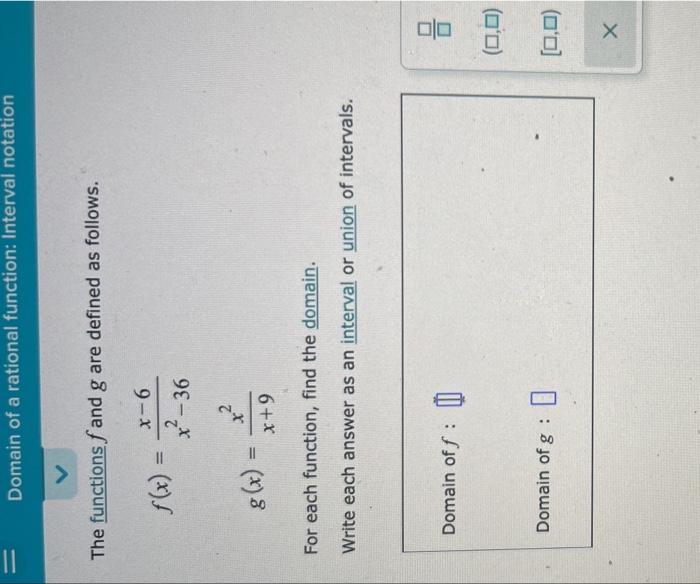 Solved Domain of a rational function: Interval notation V | Chegg.com