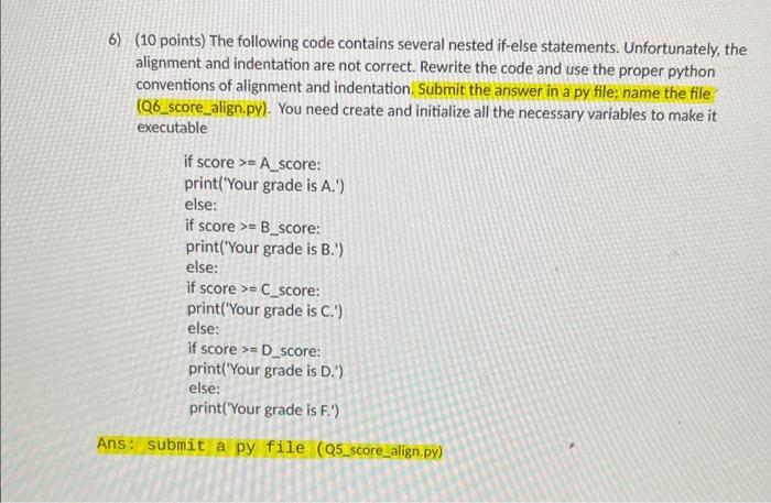 Solved 6) (10 points) The following code contains several | Chegg.com