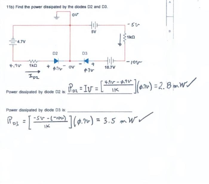 Solved 116) Find the power dissipated by the diodes D2 and | Chegg.com