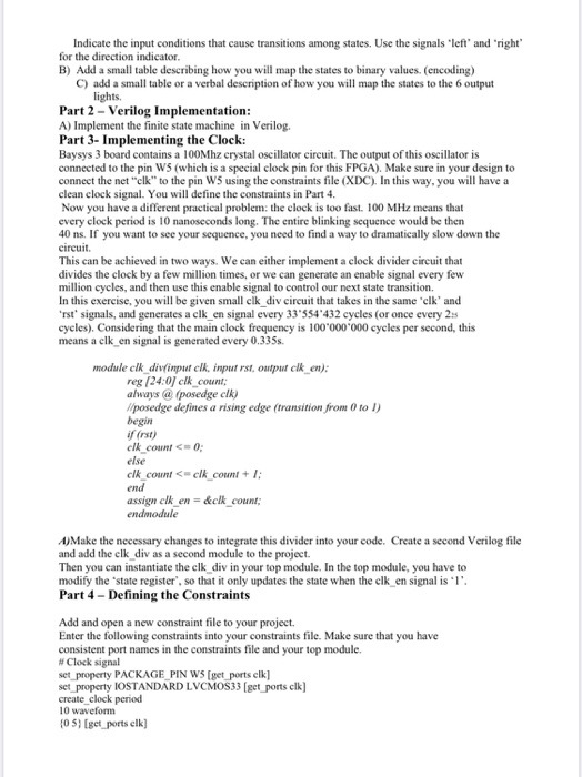 Solved In this lab, you will design a finite state machine | Chegg.com