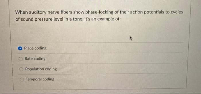 Solved When auditory nerve fibers show phase-locking of | Chegg.com