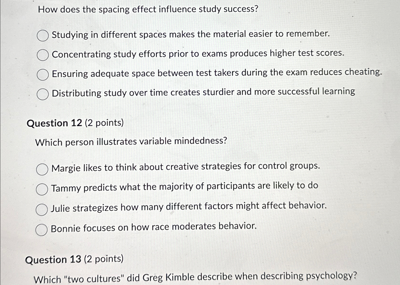 Solved How does the spacing effect influence study | Chegg.com