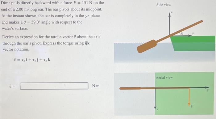 Solved Dima pulls directly backward with a force F=151 N on | Chegg.com