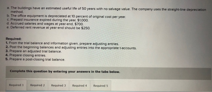 Solved a. The buildings have an estimated useful life of 50 | Chegg.com