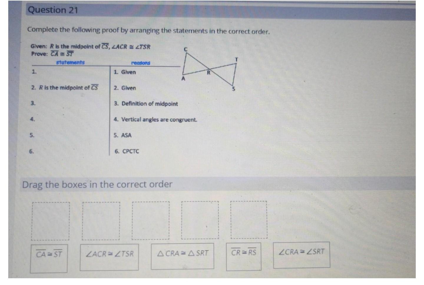 Solved Complete the following proof by arranging the | Chegg.com