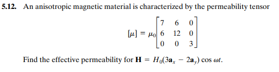 Solved 5.12. ﻿An anisotropic magnetic material is | Chegg.com