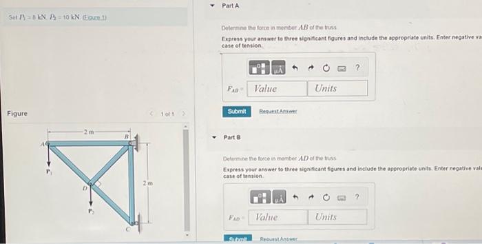 Solved Determine The Force In Member Ab Ad Bc Bd And Cd Of