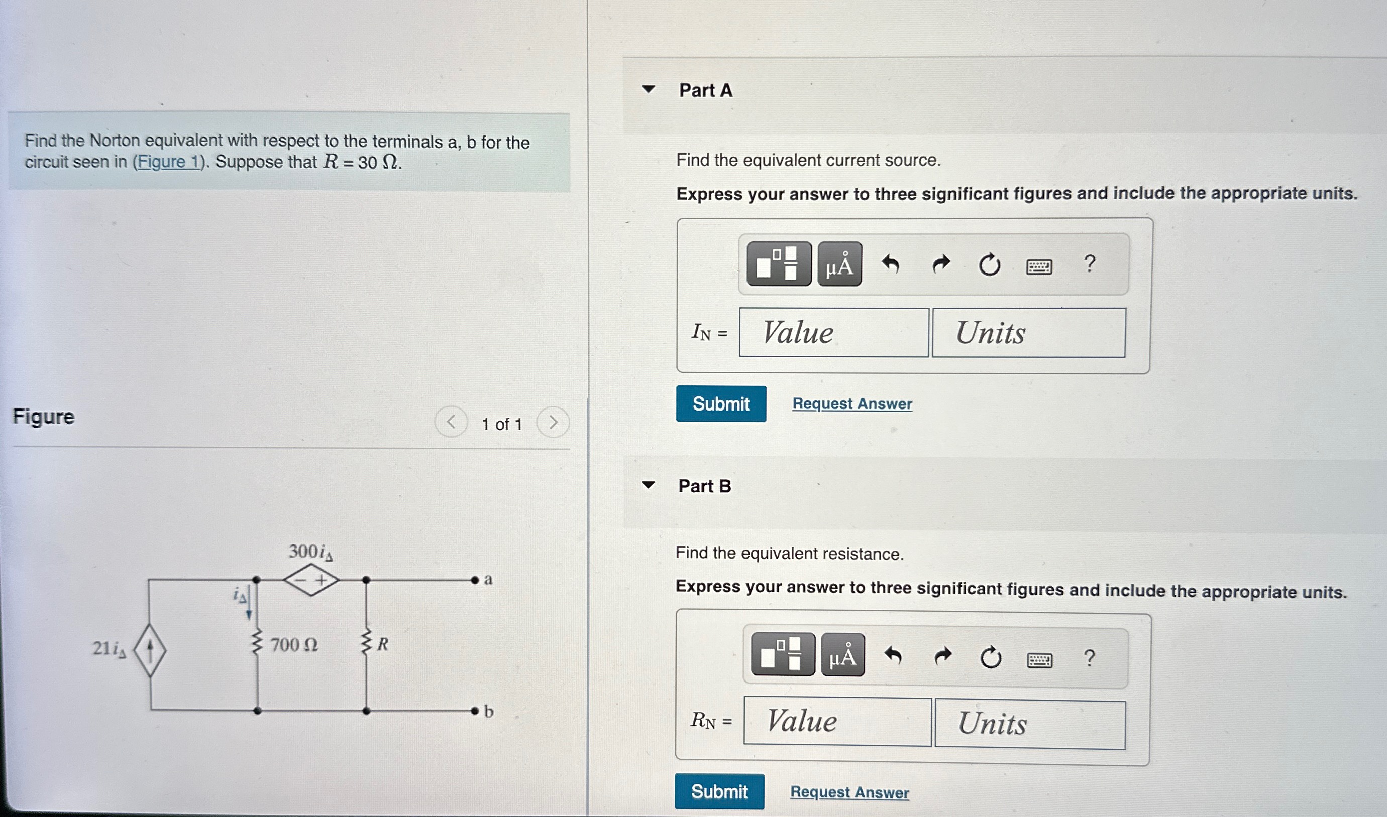 Solved Part AFind the Norton equivalent with respect to the | Chegg.com