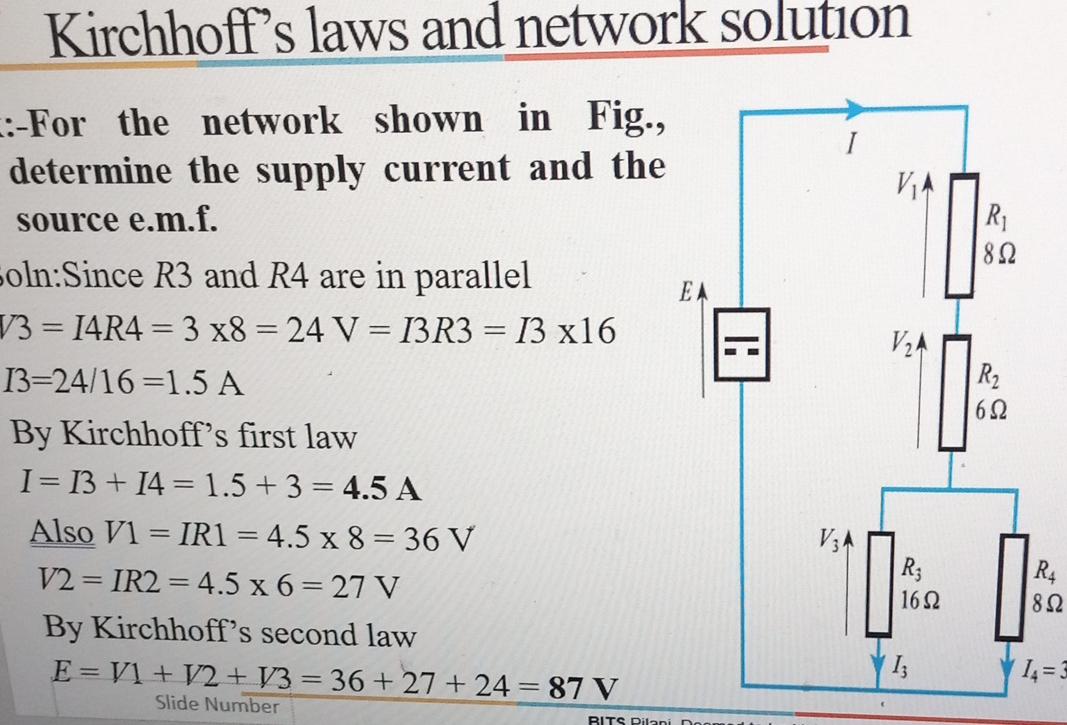 Kirchhoff's laws and network solution ﻿Slide Number | Chegg.com