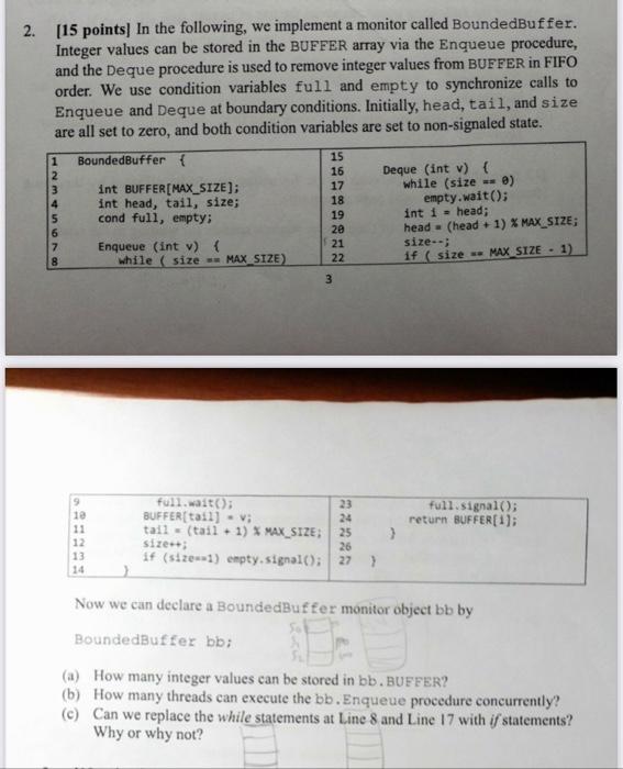 Solved 2. [15 points] In the following, we implement a | Chegg.com