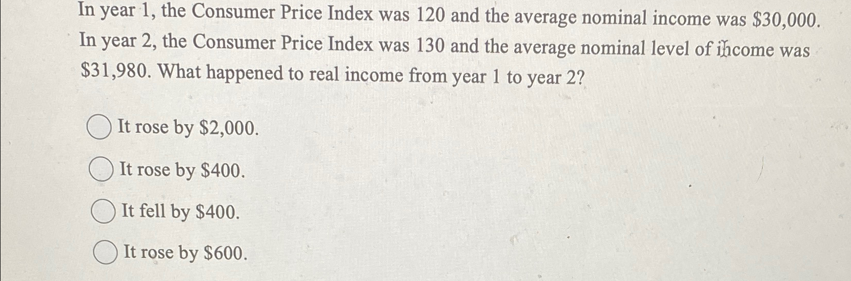 Solved In year 1 , ﻿the Consumer Price Index was 120 ﻿and | Chegg.com