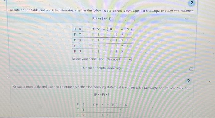 Create a truth table and use it to determine whether | Chegg.com