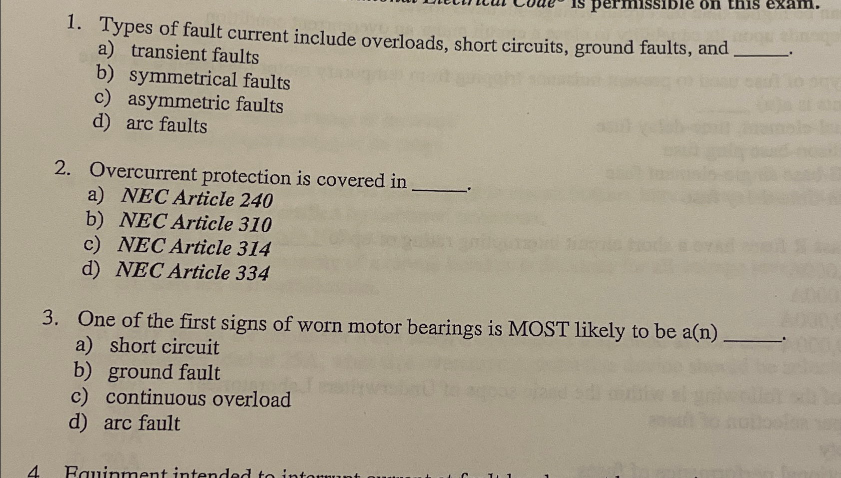 Solved Types of fault current include overloads, short | Chegg.com