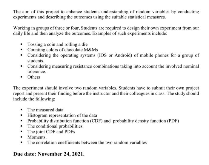 Solved The aim of this project to enhance students | Chegg.com