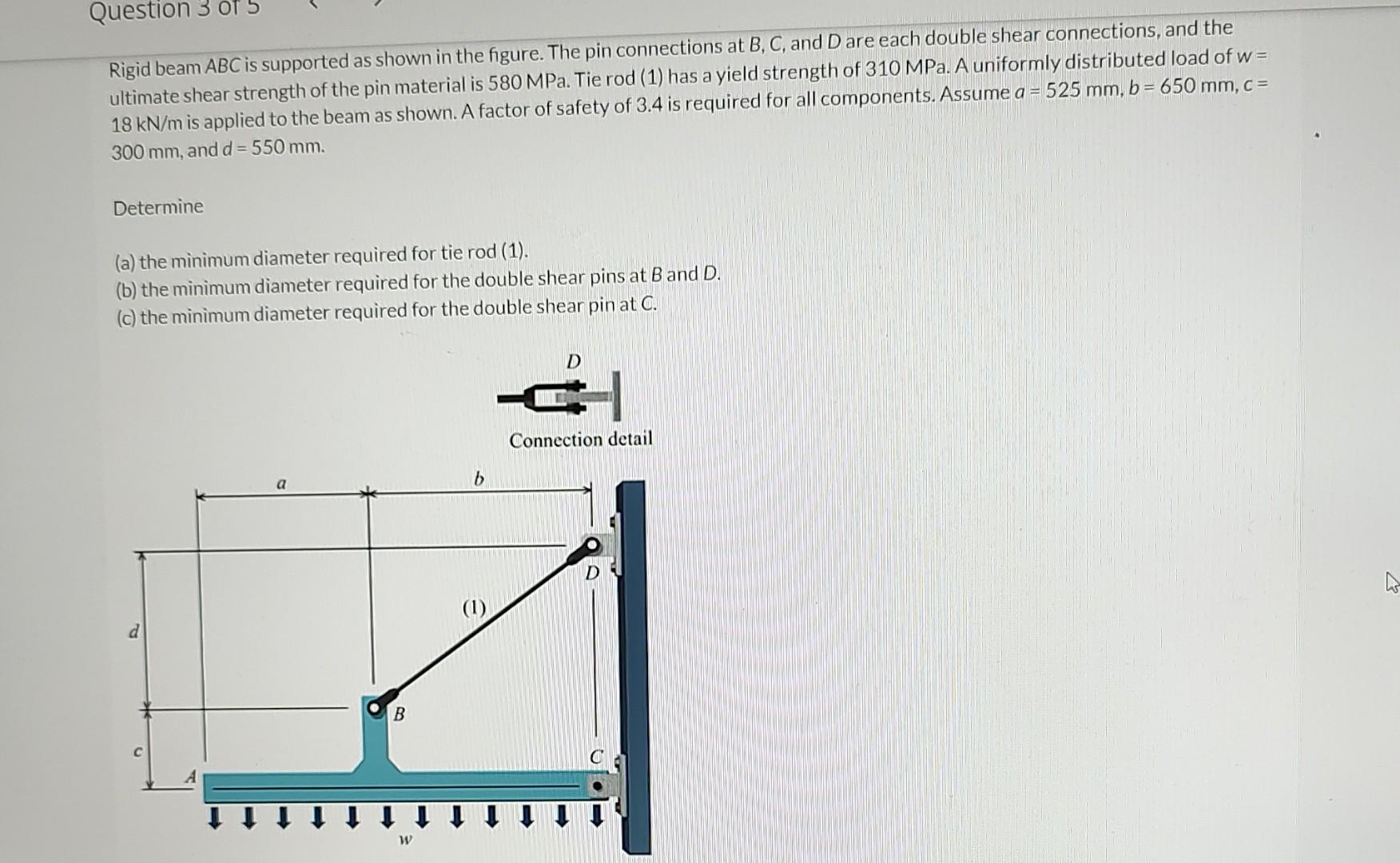 Solved Rigid beam ABC is supported as shown in the figure. | Chegg.com