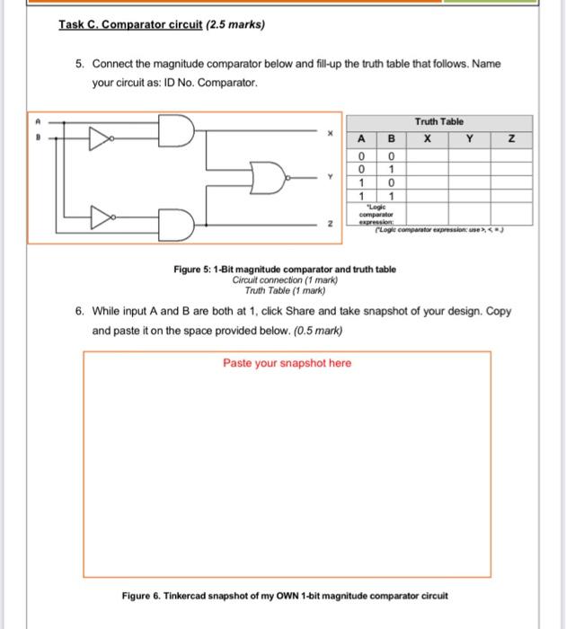 Solved Task C. Comparator circuit (2.5 marks) 5. Connect the | Chegg.com