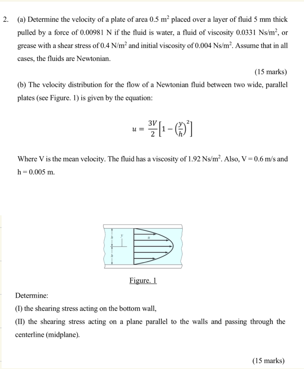 Solved (a) ﻿Determine the velocity of a plate of area 0.5m2 | Chegg.com