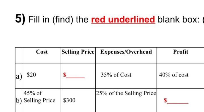 Solved 5) Fill in (find) the red underlined blank box: | Chegg.com