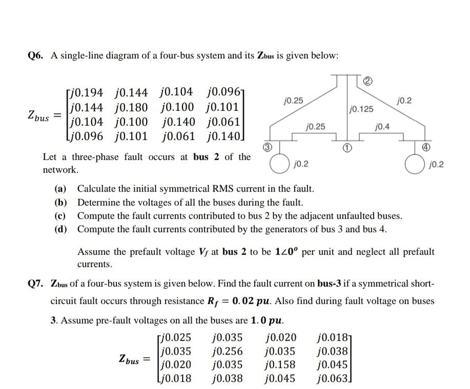 Solved Q3. The bus impedance matrix of a four-bus network | Chegg.com