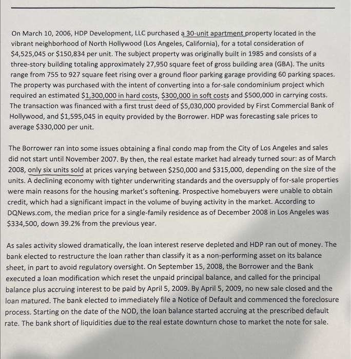 Solved On March 10, 2006, HDP Development, LLC purchased a | Chegg.com