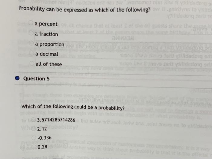 Solved Probability can be expressed as which of the | Chegg.com