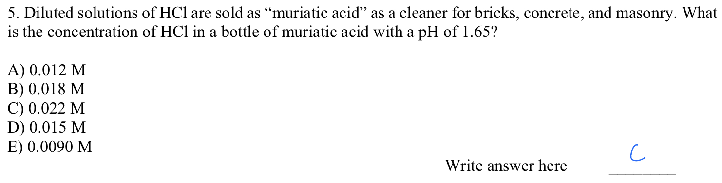 Solved Diluted solutions of HCl ﻿are sold as "muriatic acid" | Chegg.com