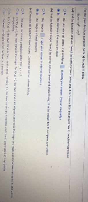 Solved For the given function, complete parts (a) through | Chegg.com