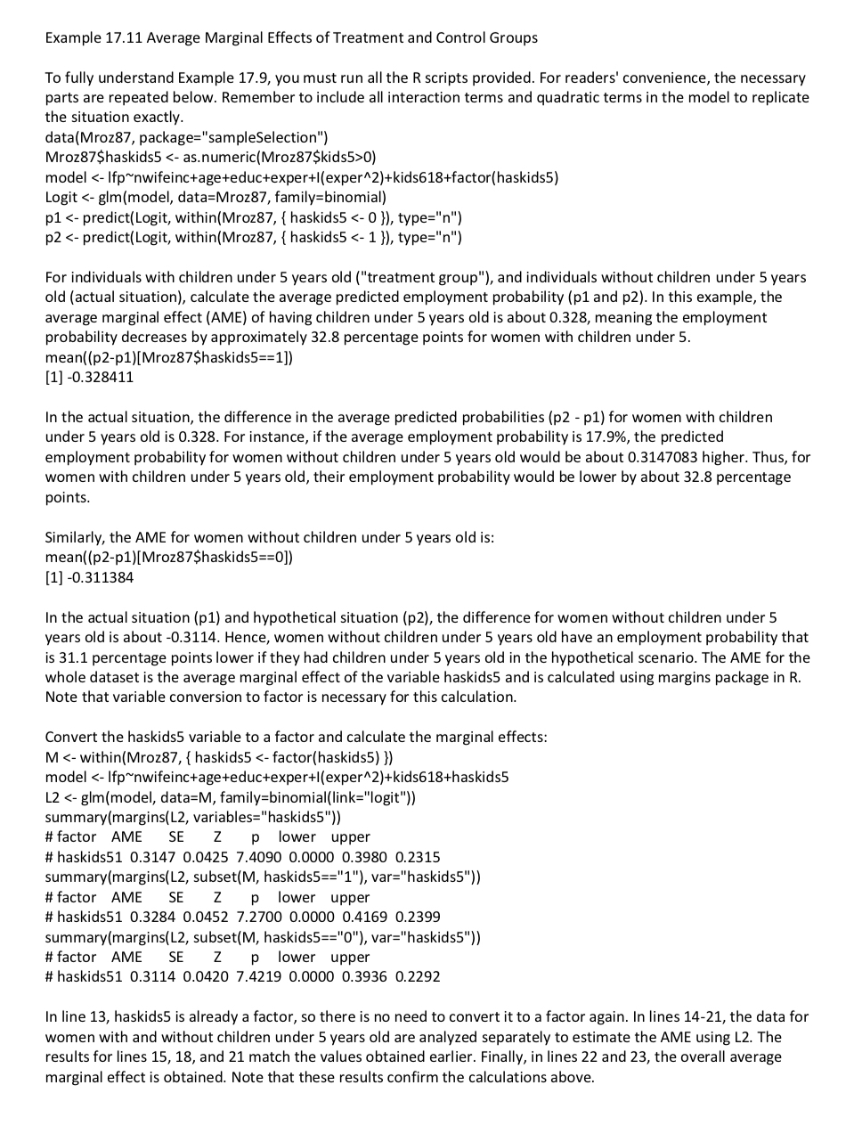 Solved •Example 17.11 ﻿Average Marginal Effects of Treatment | Chegg.com