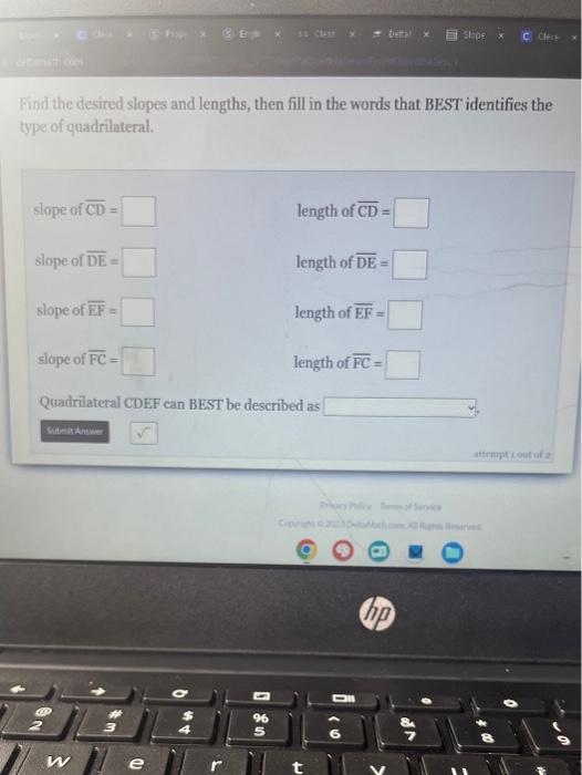 Find the desired slopes and lengths, then fill in the | Chegg.com