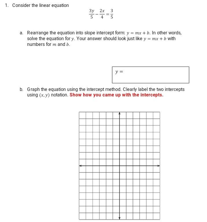 Solved 1. Consider the linear equation 53y−42x=53 a. | Chegg.com