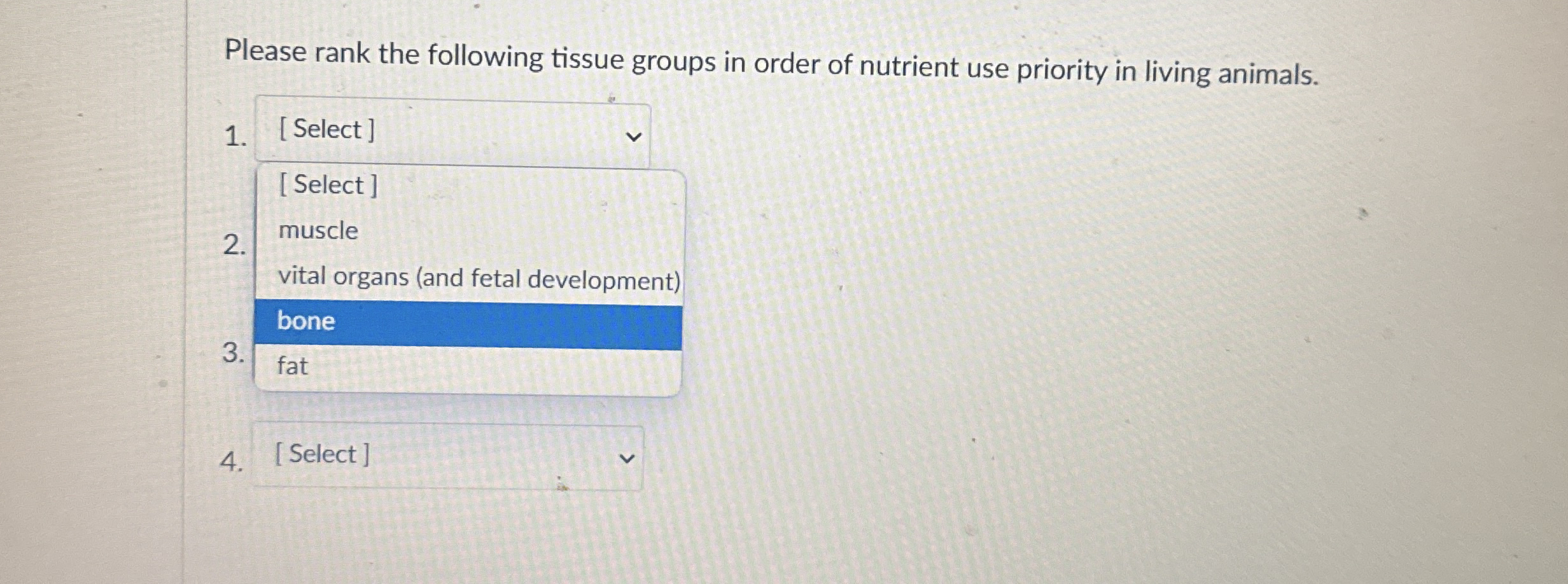 Solved Please rank the following tissue groups in order of | Chegg.com