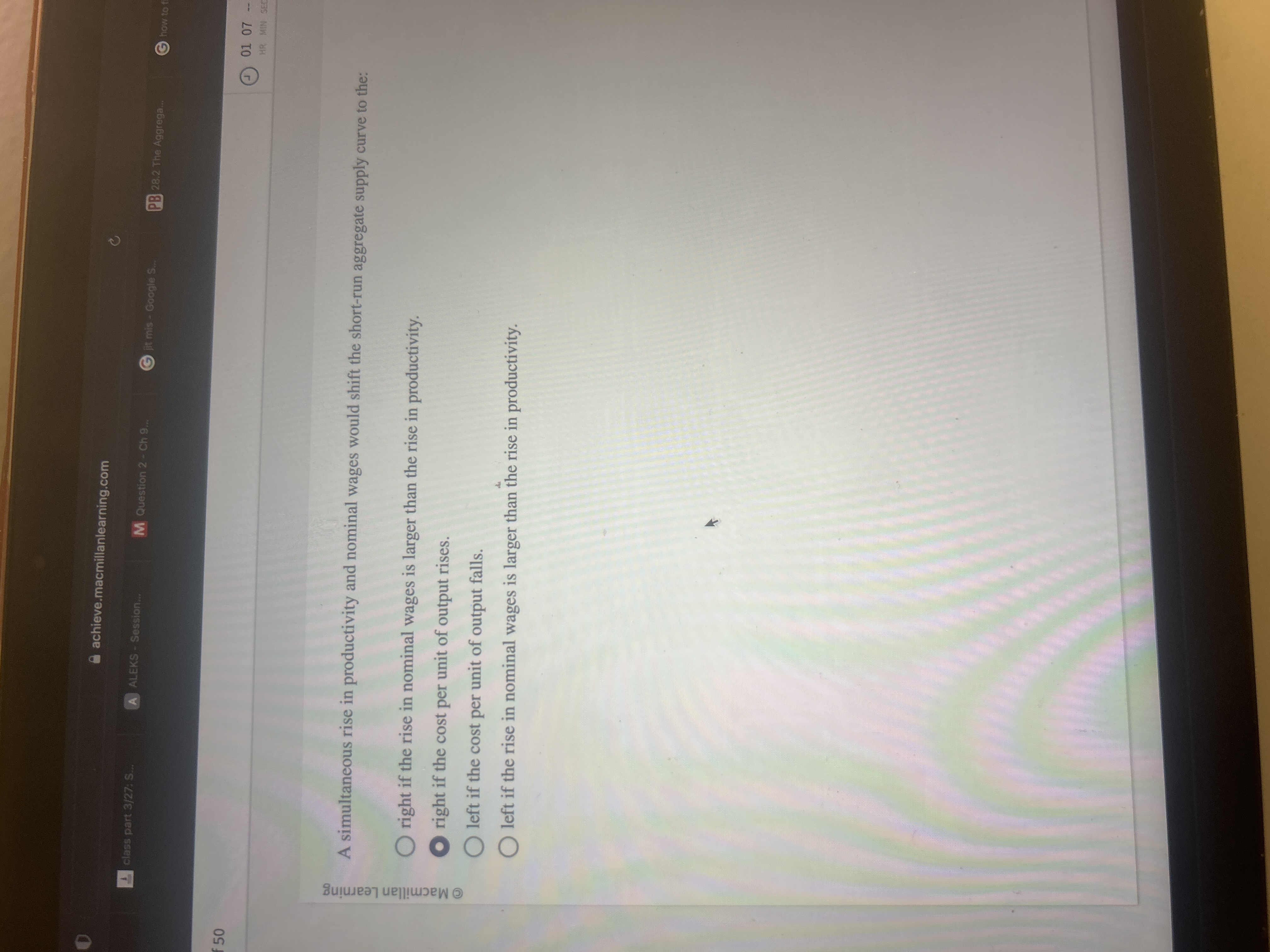 Solved tof 50A simultaneous rise in productivity and nominal | Chegg.com