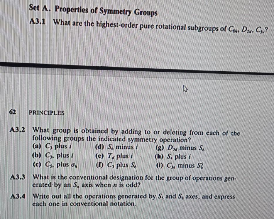 Solved Set A. Properties of Symmetry Groups A3.1 What are | Chegg.com