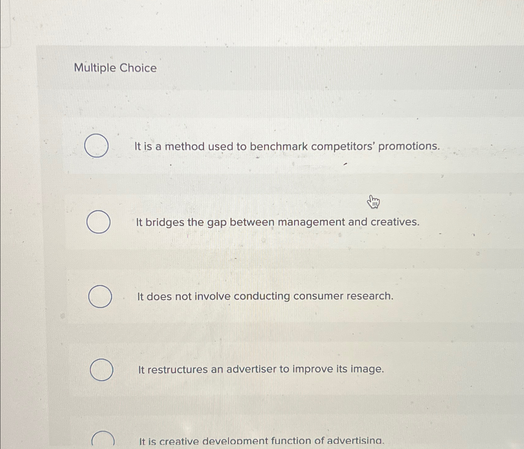 Solved Multiple ChoiceIt is a method used to benchmark | Chegg.com