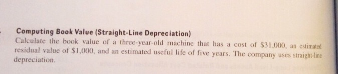 Solved Computing Book Value (Straight-Line Depreciation) | Chegg.com