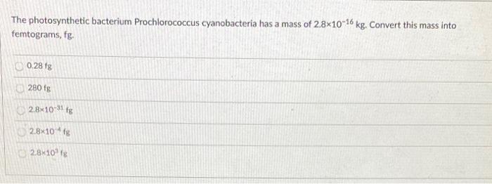 Solved The photosynthetic bacterium Prochlorococcus | Chegg.com