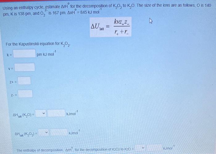 Solved Using an enthalpy cycle, estimate ΔArH∘ for the | Chegg.com