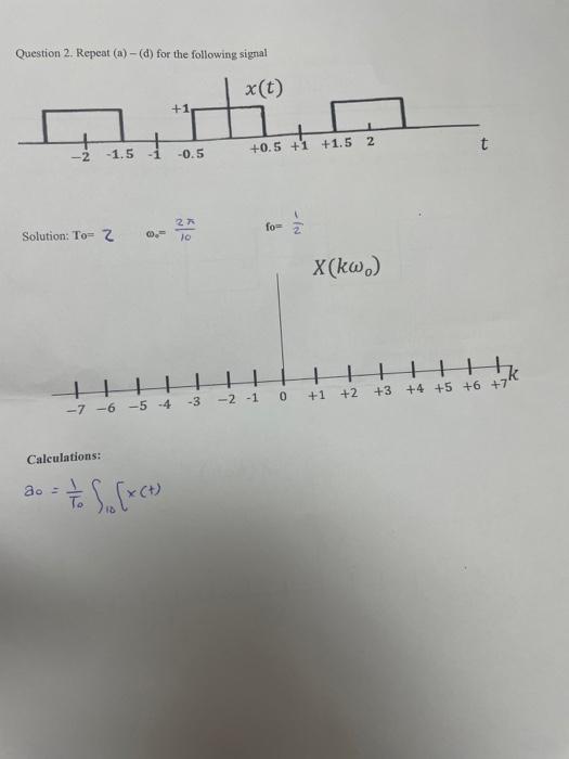 Solved Question 2. Repeat (a) - (d) for the following signal | Chegg.com