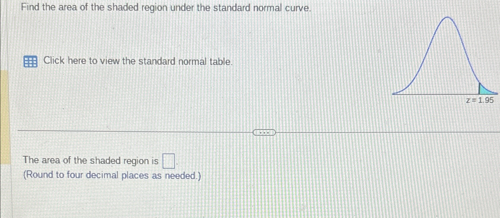 Solved Find the area of the shaded region under the standard | Chegg.com