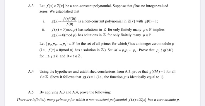Solved Let /(x) € Z[x] be a non-constant polynomial. Suppose | Chegg.com